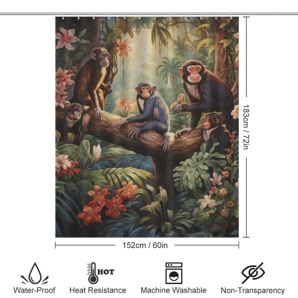 Spirit of the Jungle Monkey Shower Curtain-Cottoncat