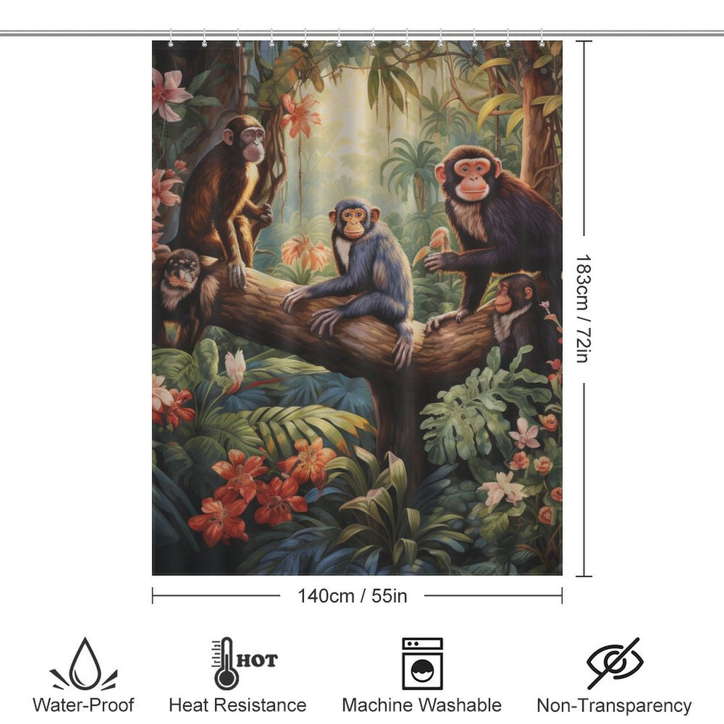Spirit of the Jungle Monkey Shower Curtain-Cottoncat